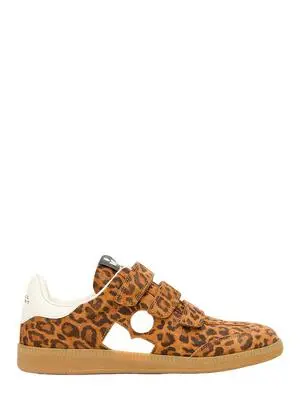 Isabel Marant Étoile Isabel Marant Calfskin Suede Low-Top Sneakers Leopard-ecru