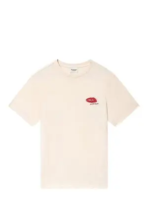 ETOILE Zewel Cotton T-shirt With Embroidered Logo - Ecru