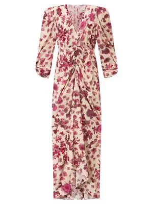Isabel Marant Étoile Albini Gathered Rose Print Midi Dress - Pink
