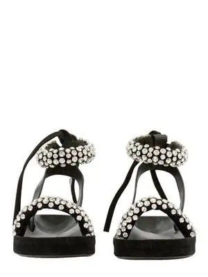 Isabel Marant Étoile Mellan Embellished Leather Flat Sandals - Black