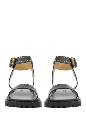Isabel Marant Étoile Breenna Studded Leather Flat Sandals - Black