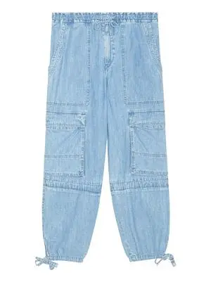 ETOILE Cargo Denim Pants With Bow Detail - Blue