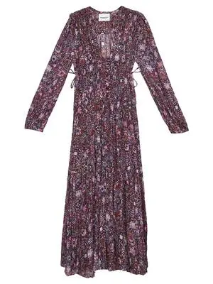 ETOILE Briane Long Sleeve Printed Maxi Dress - Plum