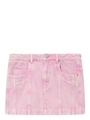 ETOILE Juana Faded Denim Mini Skirt - Pink