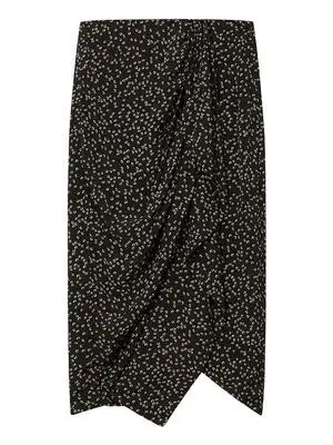 ETOILE Zaine Printed Draped Wrap Skirt - Black