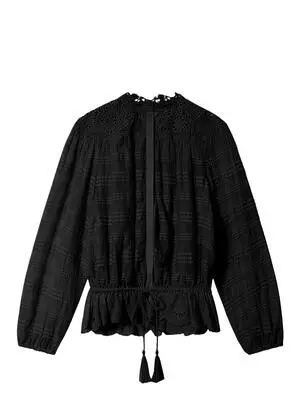 ETOILE Etoile Polly Organic Cotton Lace Blouse Black