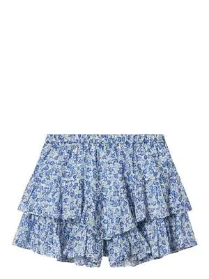 ETOILE Jocadia Frilly Printed Cotton Shorts - Blue