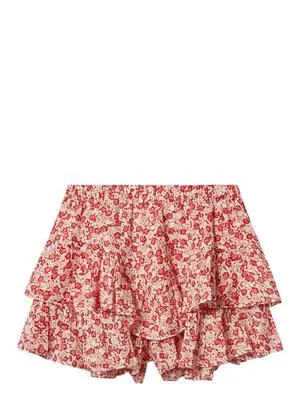 ETOILE Jocadia Frilly Printed Cotton Shorts - Red