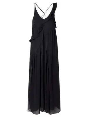 ETOILE Printed Muslin Maxi Dress With Ruffles - Black