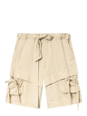 ETOILE Cargo Shorts With Drawstring Waist And Decorative Bows - Ecru
