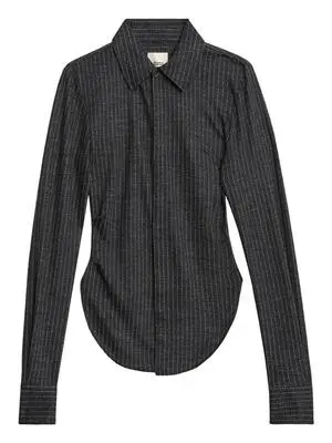 Isabel Marant Étoile Romea Virgin Wool Tennis Stripe Shirt - Anthracite