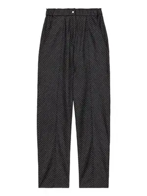 Isabel Marant Étoile Rakia Striped Pleated Virgin Wool And Cotton Pants - Anthracite