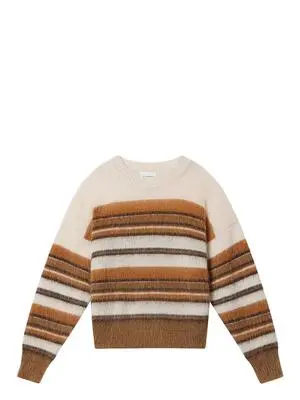 ETOILE Striped Brushed Mohair Blend Sweater - Ecru/camel