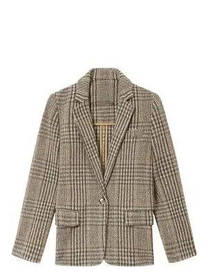 ETOILE Charlyne Checked Virgin Wool Jacket - Beige
