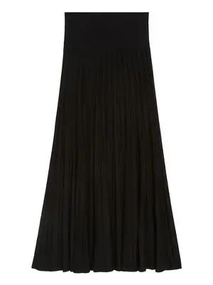 Isabel Marant Étoile Pleated Crepe Knit Maxi Skirt - Black