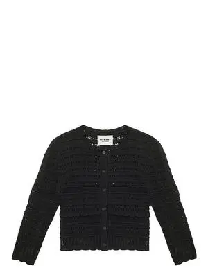 ETOILE Ajaline" Cotton Openwork Knit Cardigan - Black