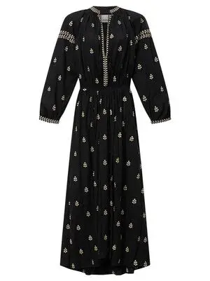 Isabel Marant Étoile Rodilia Embroidered Tussar Silk Tunic Dress - Black