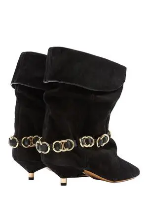 Isabel Marant Étoile Edrik Suede Boots With Chain Detail - Black
