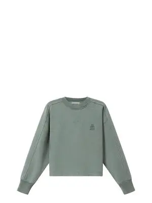 ETOILE Embroidered Cotton Fleece Sweatshirt - Sage