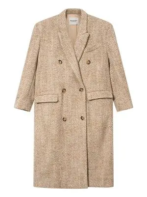 ETOILE Pilda Herringbone Wool Blend Coat - Beige