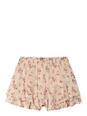 ETOILE Sornel Flowy Viscose Georgette Shorts - Beige