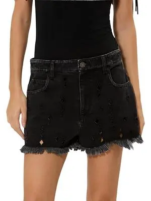 Isabel Marant Étoile Aecia Embroidered Denim Shorts - Black