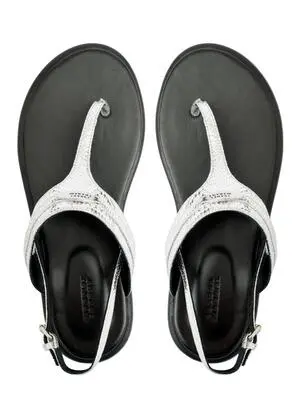 Isabel Marant Étoile Nya Flat Leather Sandals - Silver