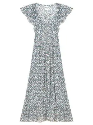ETOILE Godralia Printed Cotton Voile Maxi Dress - Ecru