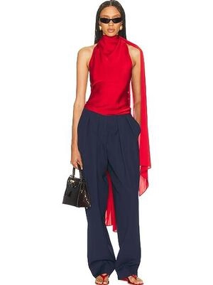 HELSA Natasha Silk Halter - Ruby Red