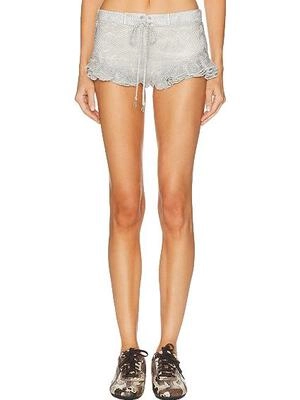 SIEDRES Peonie Ruffled Metallic Knit Short - Silver