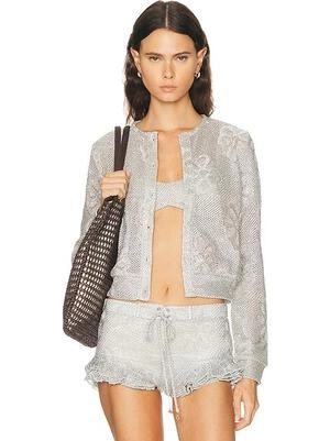 SIEDRES Poli Metallic Knit Cardigan - Silver