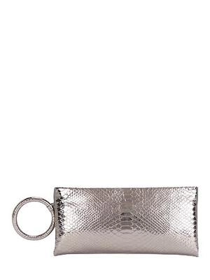 TOM FORD Laminated Printed Python Clutch - Silver