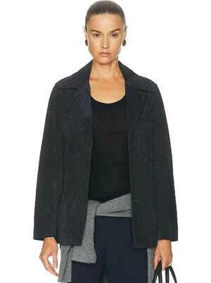 NILI LOTAN Dominic Suede Jacket - Midnight