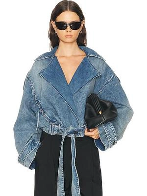 Brandon Maxwell Regan Denim Trench Jacket - Indigo