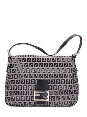 Fendi Zucchino Mama Baguette Shoulder Bag - Blue