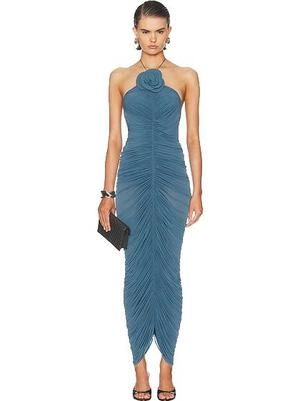 Magda Butrym Ruched Halter Dress - Blue