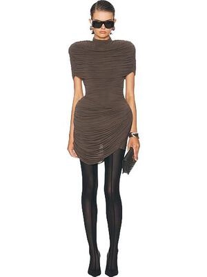 Magda Butrym Ruched Mini Dress - Brown