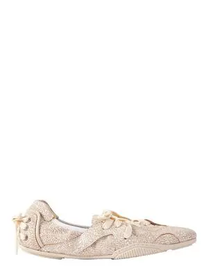 Acne Studios Bilaria Lace-up Cracklé Leather Ballet Flats Neutrals