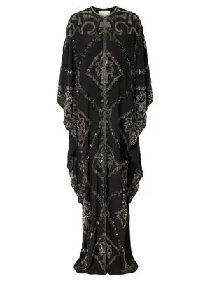 Johanna Ortiz Embellished Silk Maxi Dress - Black