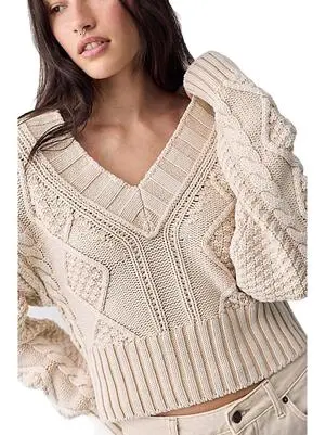 We The Free Addison V-neck Cotton Sweater - Tea
