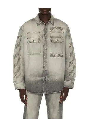 Off-White Denim Military Overshirt In . Also - Grey