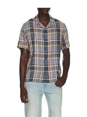 Vince Prine Plaid Cotton Blend Cabana Shirt In . Also - Blue