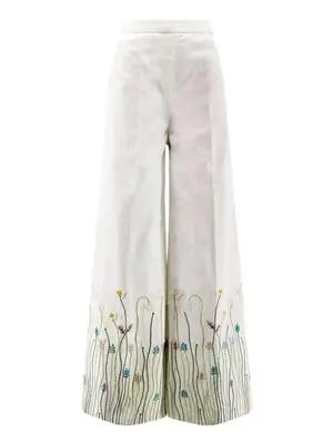 PHILIPPA 1970 Valentina Embroidered Palazzo Pants - White