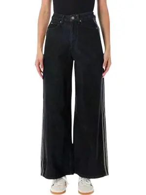 Adidas Side-stripe Wide-leg Jeans - Black