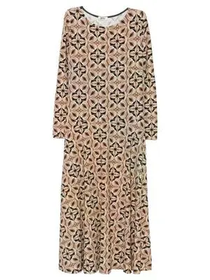SIYU Geometric-print Midi Dress - Brown