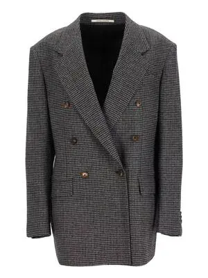 Tagliatore Loreley Double-breasted Micro-check Jacket - Grey