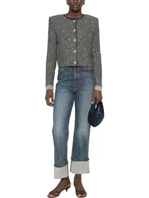 Balmain Glittered Tweed Cardigan - Blue
