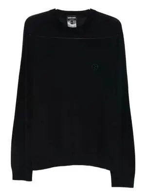 Giorgio Armani Ga-logo Embroidered Sweater - Blue