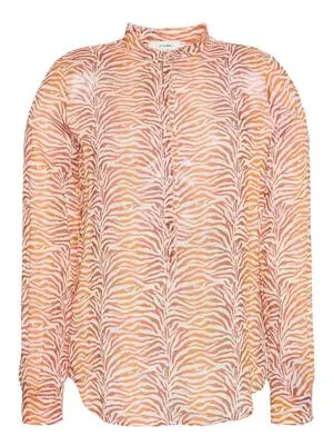 FORTE_FORTE Zebra-print Cotton-blend Blouse - Orange