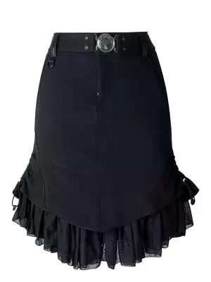 High Ruffled Hem Skirt - Black